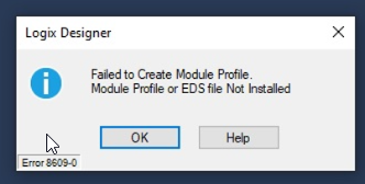Error: Failed to Create Module Profile Module Profile or EDS File Not Installed | Cognex Support ...