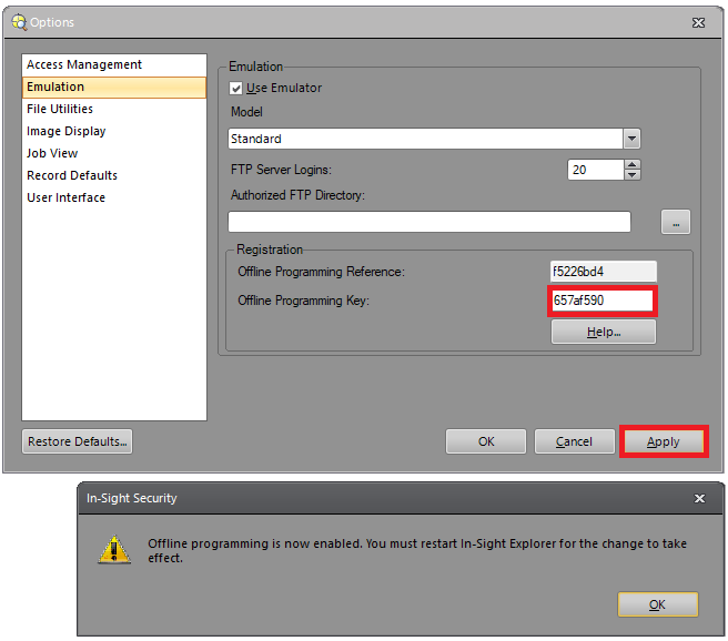 [In-Sight] In-Sight Explorer Emulator - "The key entered fails validation" Error When Trying To ...