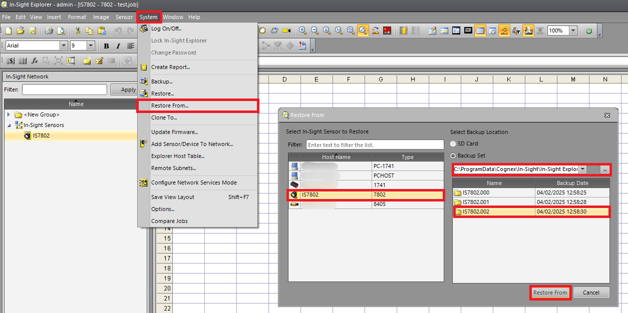 [In-Sight] How To Backup And Restore In-Sight Explorer Cameras | Cognex ...