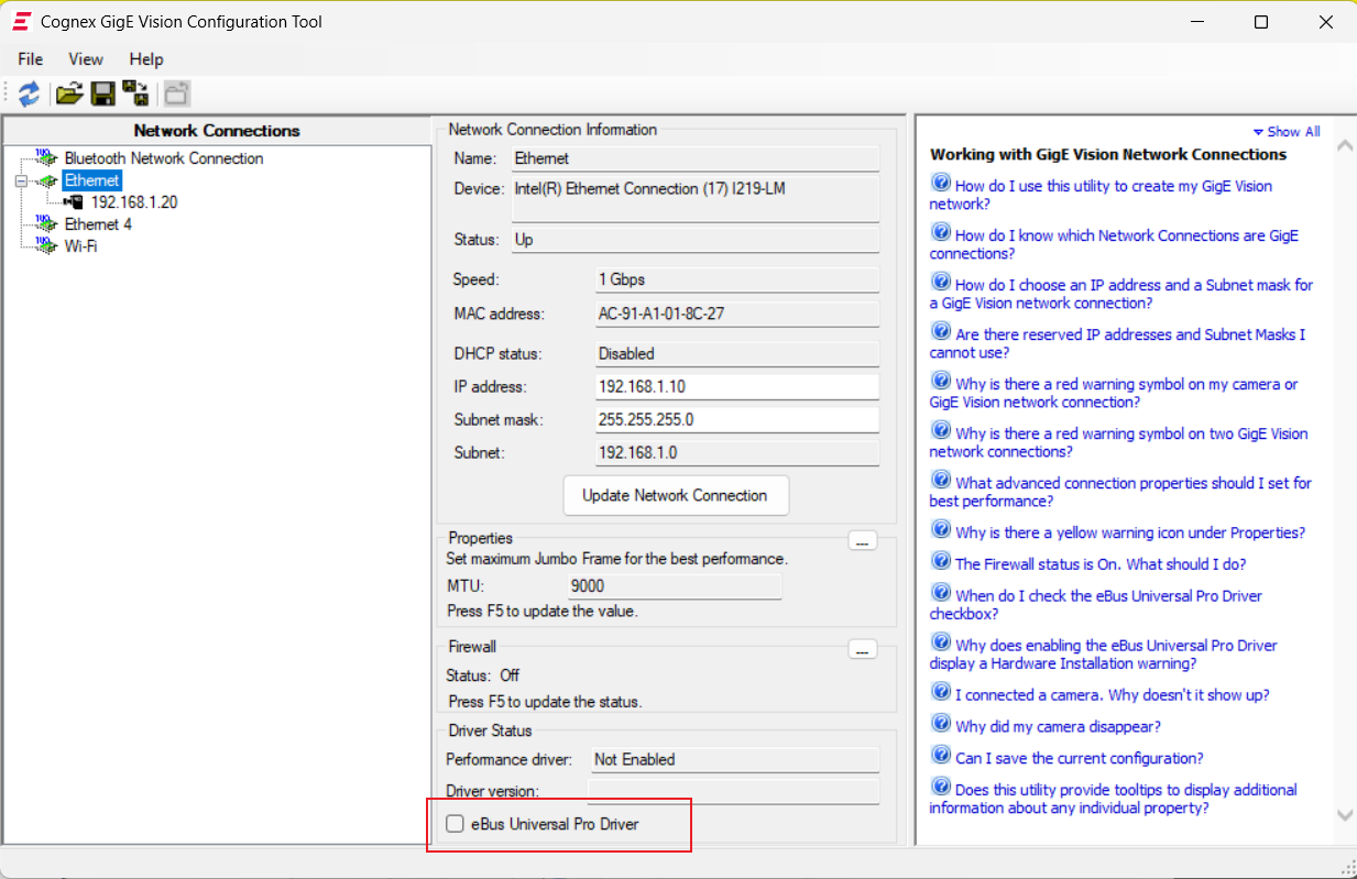 [VisionPro]如何解决Gige相机连接时出现的”Performance Driver not Install”问题 | Cognex Support Community