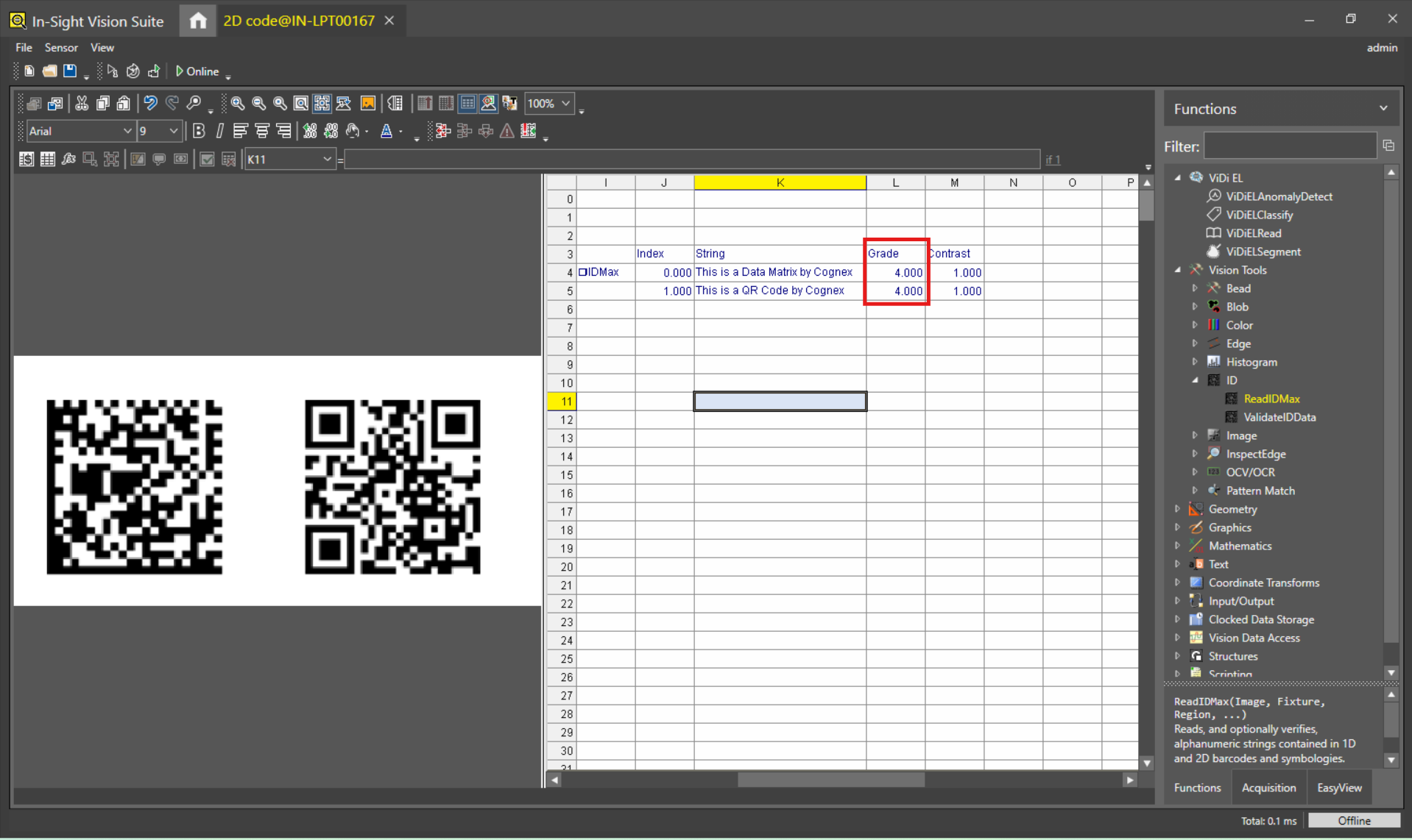 [In-Sight] How To Read 2D Code Grading In In-Suite Vision Suite | Cognex Support Community