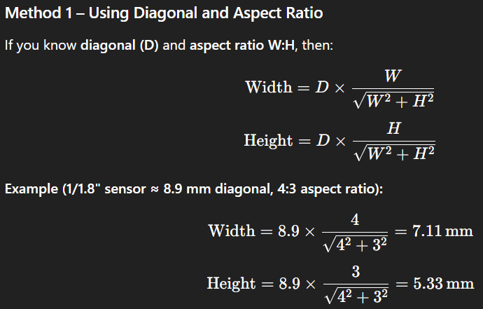 [All Cognex Products] How To Calculate Sensor Size Dimensions | Cognex ...